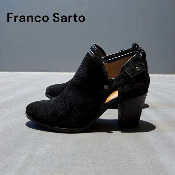 Franco Sarto | Shoes | Franco Sarto Dakota Black Suede Perforated Ankle ...